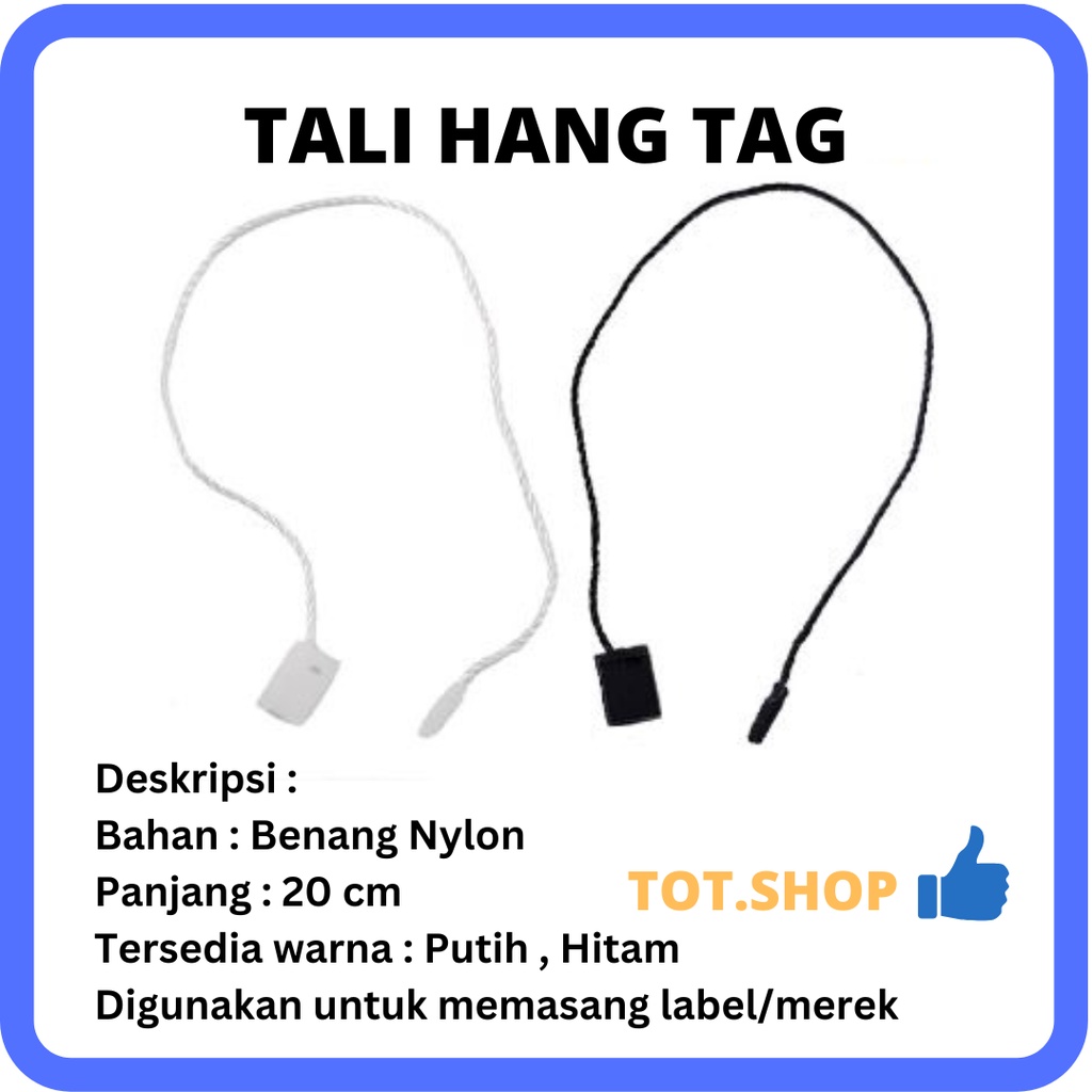 Jual @100 PCS KEMASAN EKONOMIS - TALI HANG TAG TALI HANG TAG Hitam ...