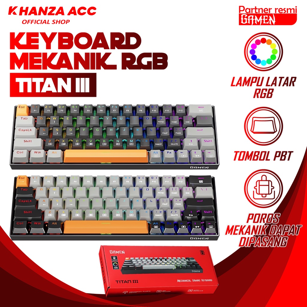 Jual KHANZAACC GAMEN TITAN III Keyboard Gaming Wired Mechanical ...