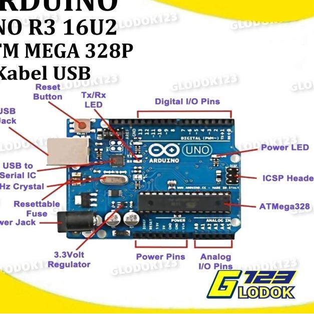 Jual Arduino Uno R3 16u2 Atmega328p Dip Kabel Usb Tanpa Bubble