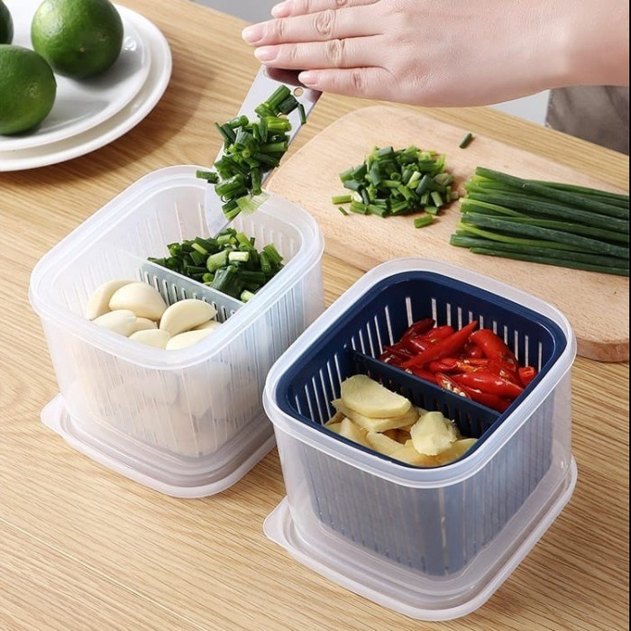 Jual Tempat Saringan Box Simpan Sayur Buah Kotak Penyimpanan Makanan 2 ...