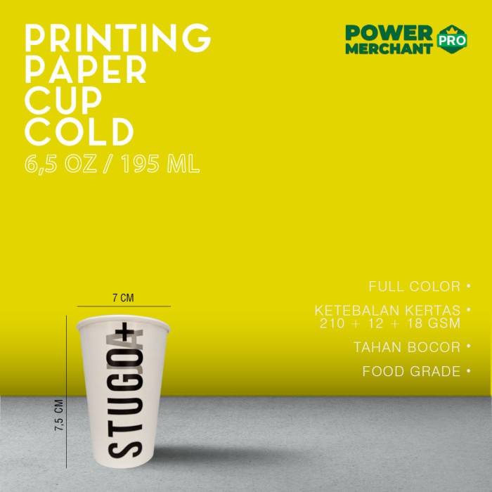 Jual Printing Paper Cup Cold 6,5 OZ / 200 ml (Tanpa Tutup) | Shopee ...