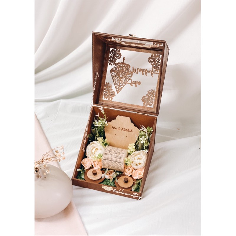 Jual READY jewelry set box | box perhiasan mahar rustic lasercut/ MAHAR ...