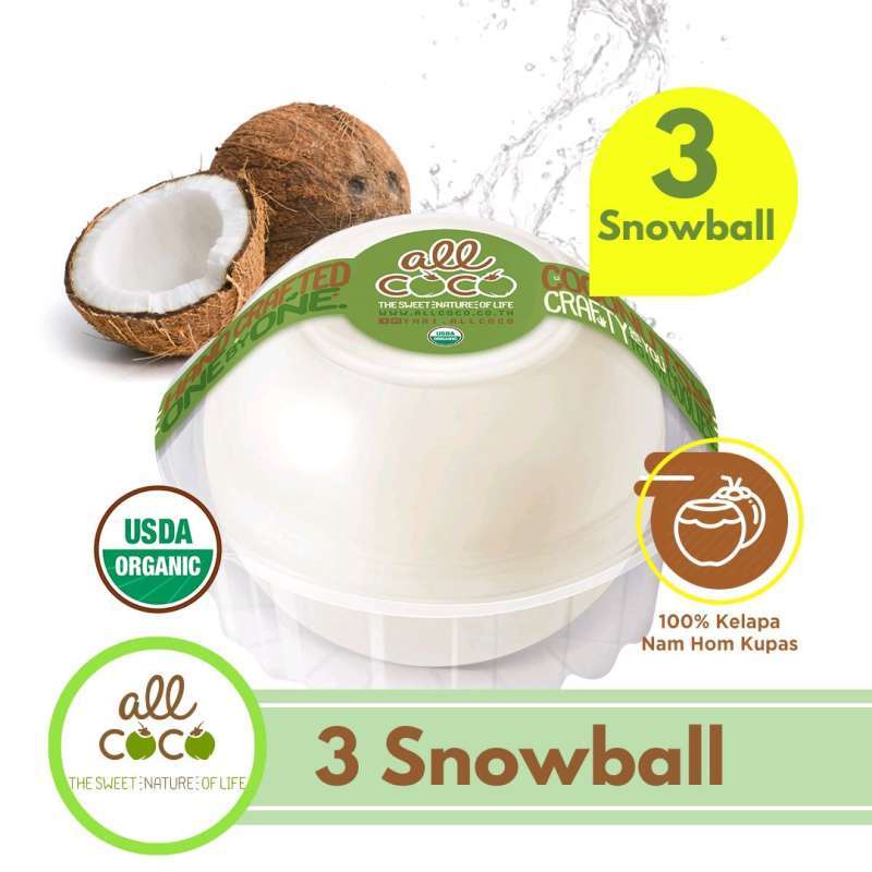 Jual All Coco Nam Hom Coconut Snow Ball Air kelapa Murni 300gr - 3 pcs ...