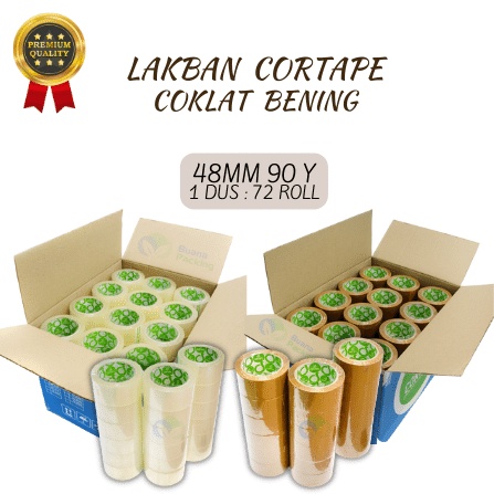Jual LAKBAN SELOTIP ISOLASI CORTAPE COKLAT BENING 1 DUS | Shopee Indonesia
