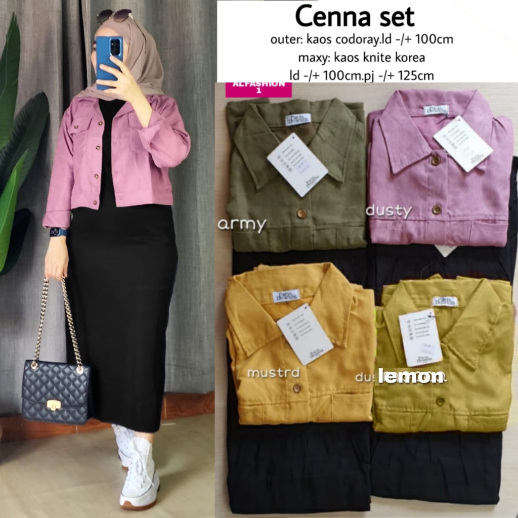 Jual CENNA SET / CENNA SET #2 BY ALFASHION / SETELAN KNITE MIX OUTER ...