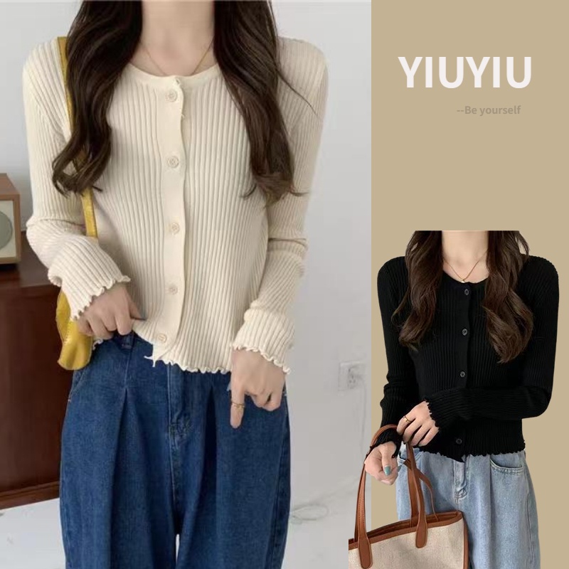 Jual YIU YIU Rajut - Cardigan Rajut Crop Korean Style Cardigan Polos Outer Knit Lengan Panjang ...
