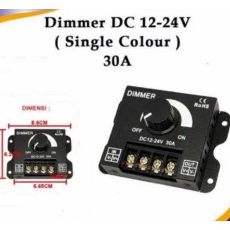 Jual dimmer 30a 12-24 dc 12v 24v pwm mengatur cahaya led atau speed ...