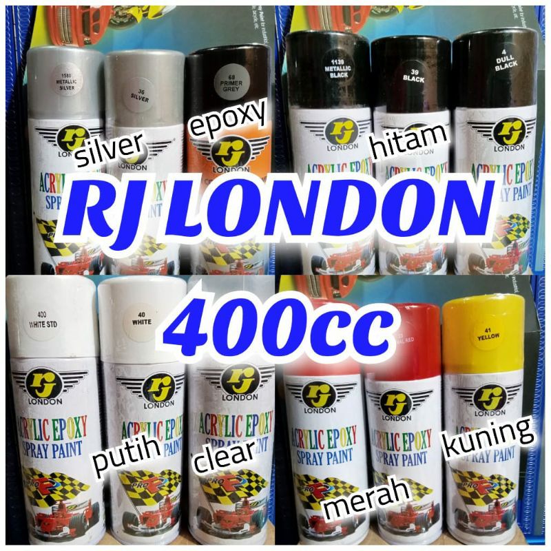 Jual Cat semprot RJ LONDON 400cc : Black White Silver Metallic Primer ...