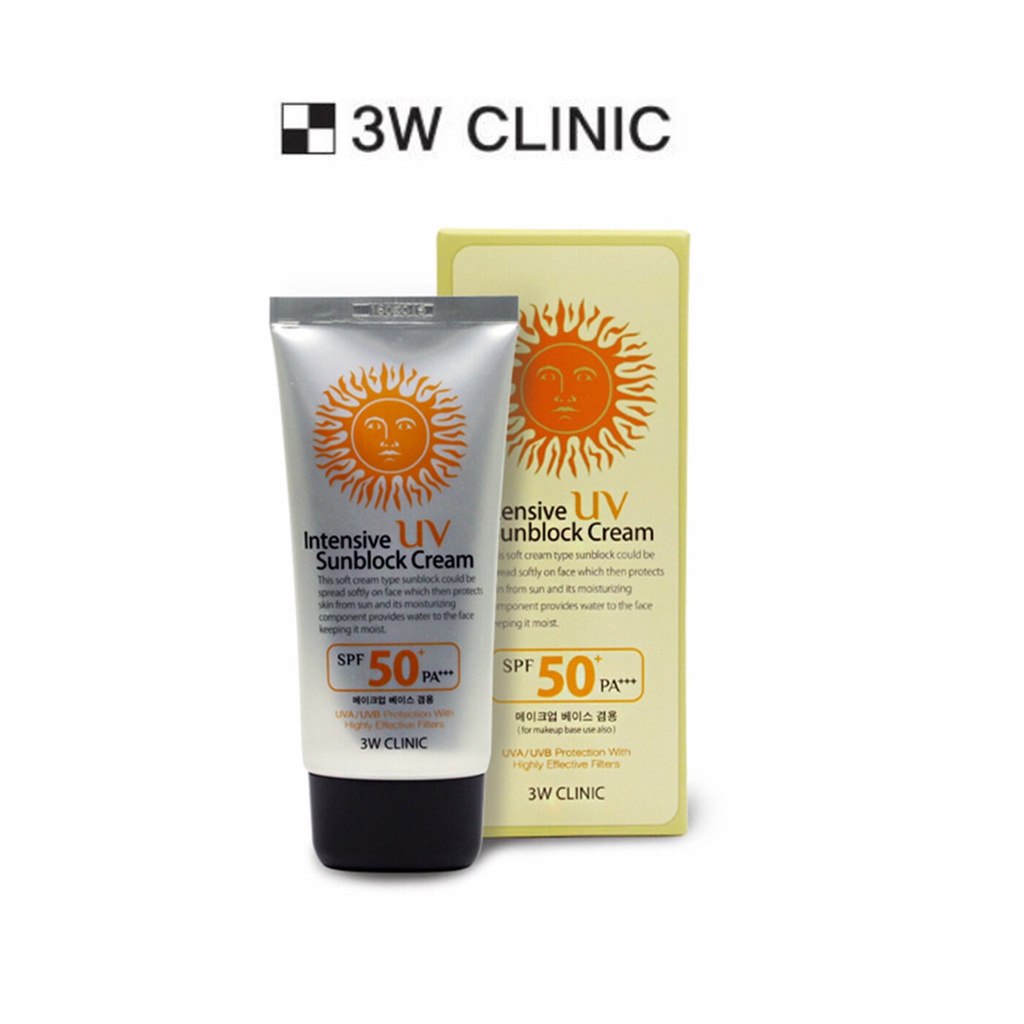 Jual READY STOCK 3W Clinic Intensive UV Sun Block Cream SPF 50+ PA+++ 70ml | Shopee Indonesia
