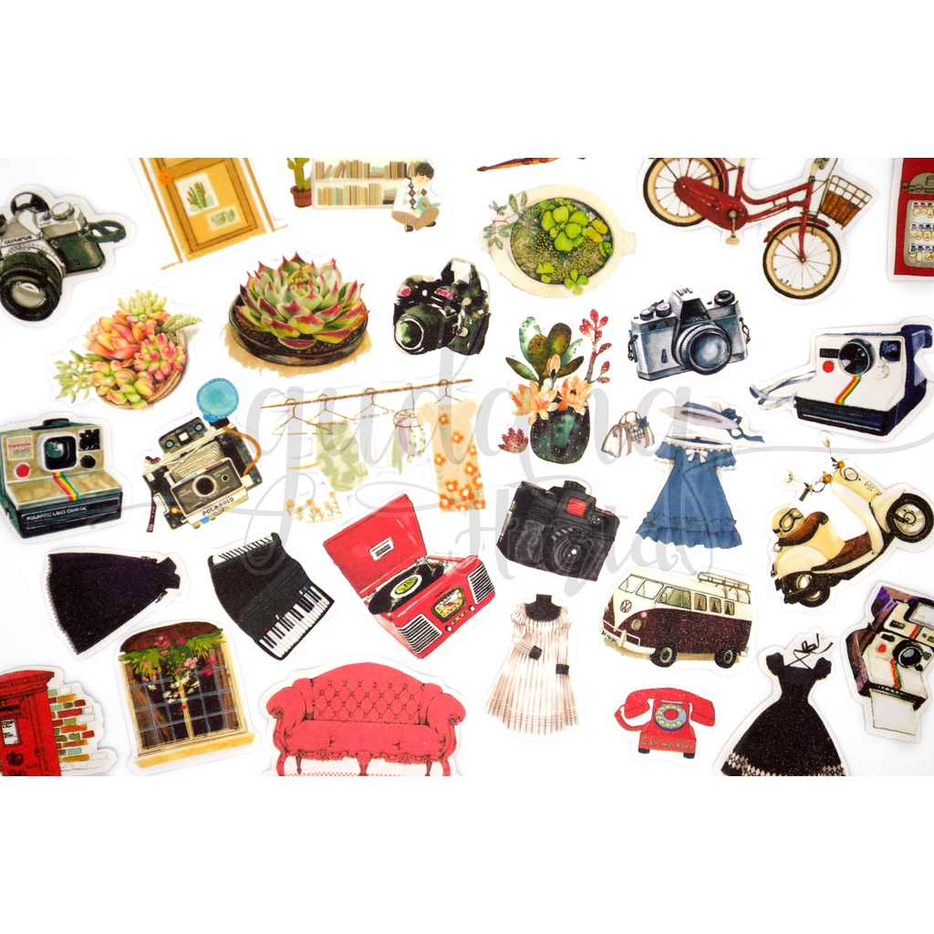 Jual Stiker Vintage Camera Sticker Motif Kamera Unik DIY Scrapbook GH ...
