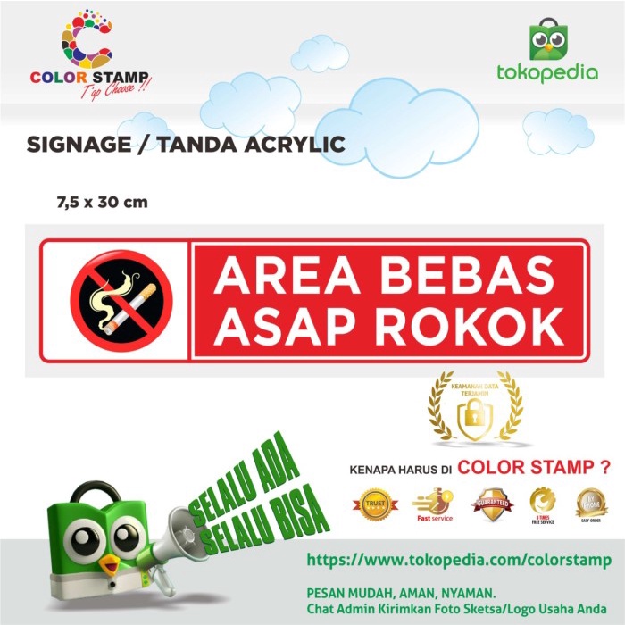 Jual Papan Papan Nama Akrilik/Sign/Tanda/Plang Area Bebas Asap Rokok ...