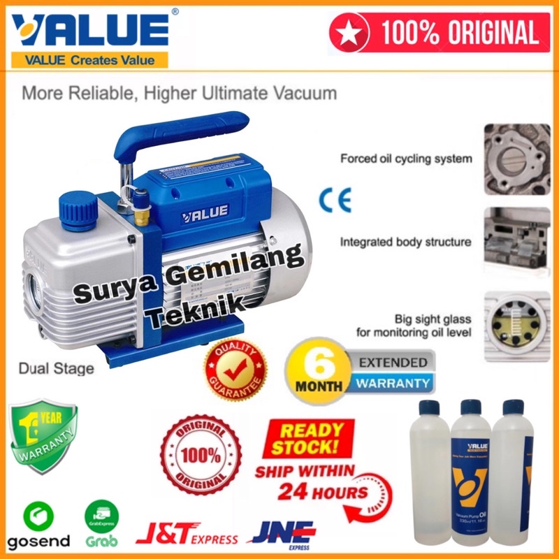 Jual Vacuum Pump Value VE2100N 1 HP Dual Stage 10 CFM Vacum Pump Value ...
