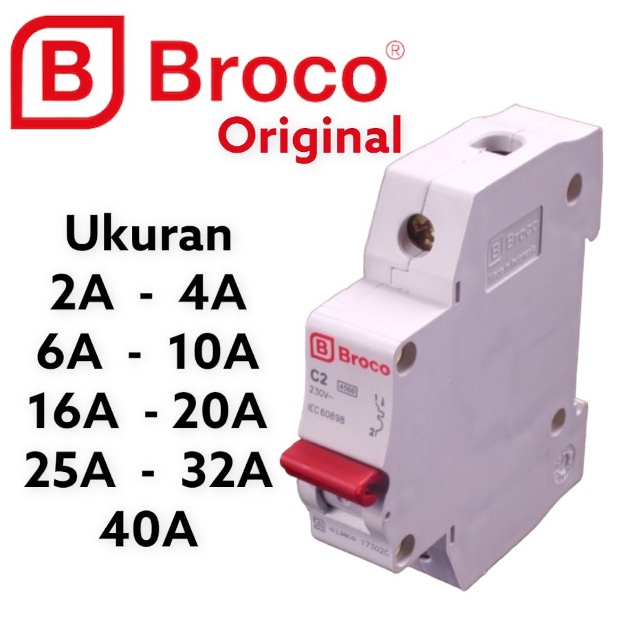Jual MCB Broco 1Phase 2A - 4A - 6A - 10A - 16A - 20A - 25A - 32A | Shopee Indonesia