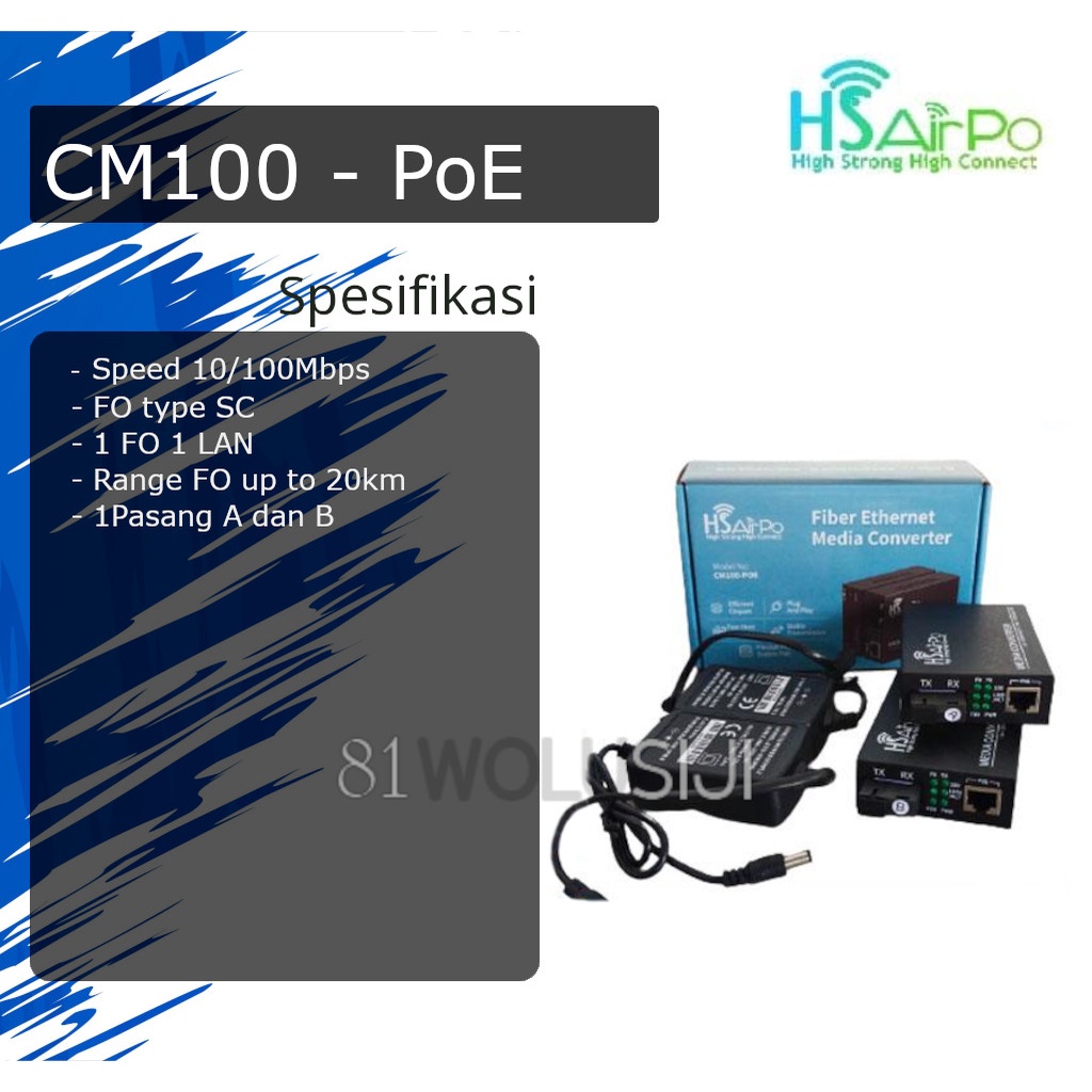 Jual HSAirpo CM100 media converter 1 FO (SC ) to 1 LAN 10/100Mbps - PoE IN Support | Shopee ...