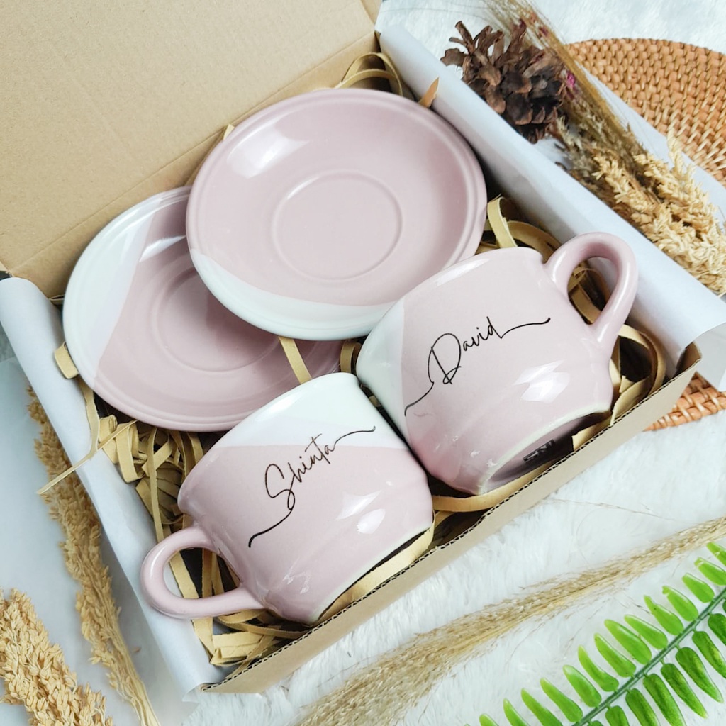 Jual Hampers Cangkir Custom Nama Kado Pernikahan Couple Hadiah Wedding ...
