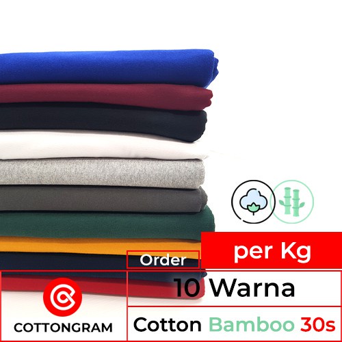 Jual COTTONGRAM Kain Kaos Bahan Cotton Bamboo Premium 10 Warna Per Kg ...