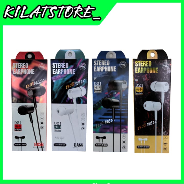 Jual Hf Handsfree Headset Earphone D21/L29 + Mic Stereo Bass | Shopee Indonesia