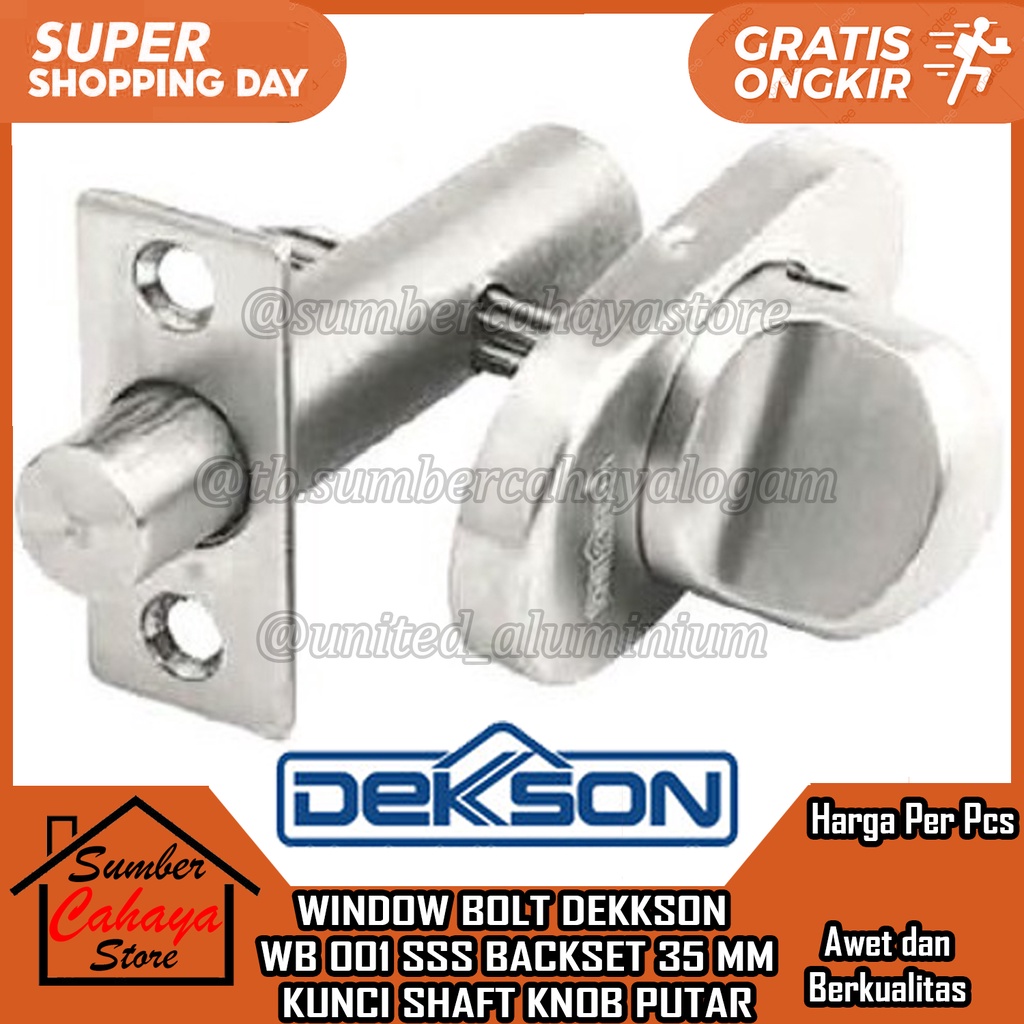 Jual WINDOW BOLT DEKKSON WB 001 SSS BACKSET KUNCI SHAFT KNOB PUTAR ...