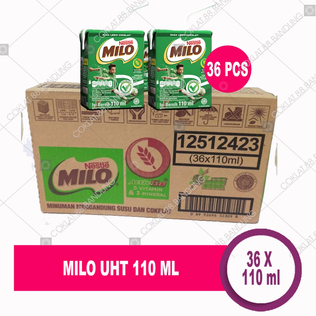 Jual MILO UHT 110ML DUS ISI 36 PCS - NESTLE MILO SUSU COKELAT KOTAK KECIL 110 ML X 36 PAK KARTON ...