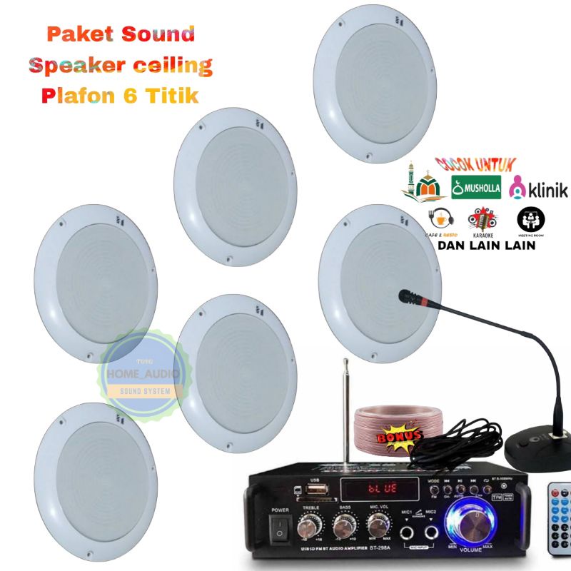 Jual Paket Sound system cafe resto spekaer ceiling plafon 6 titik ...