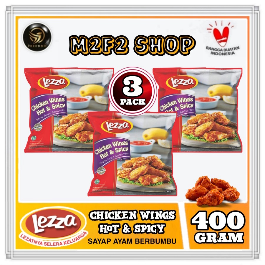 Jual Lezza Chicken Wings Hot & Spicy | Sayap Ayam - 400 gr (Kemasan 3 ...
