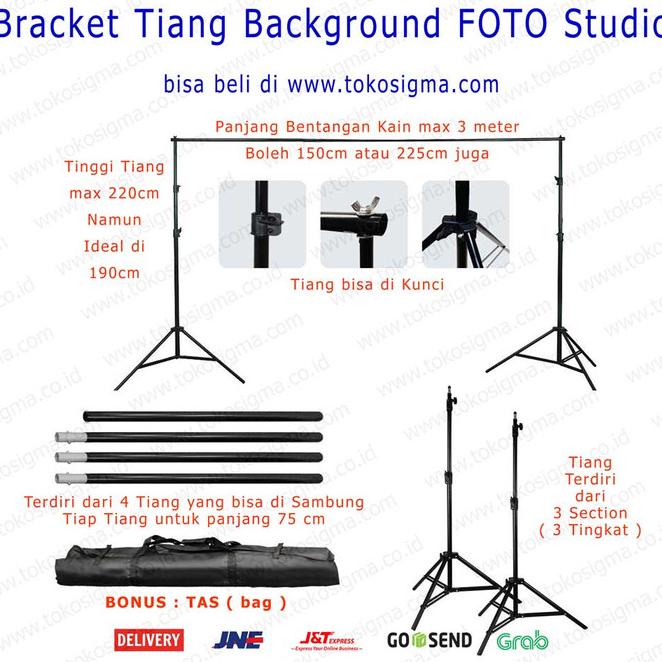 Jual Backdrop Stand Background Tiang Kain Layar Foto Studio Bracket 3X2 ...