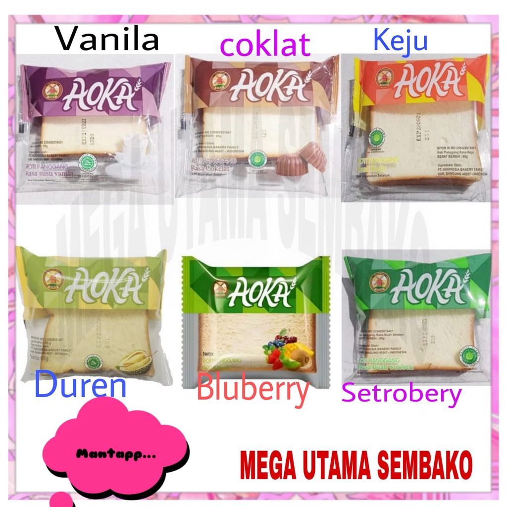 Jual Aoka Roti Panggang 65g All Variant Rasa / varian / | Shopee Indonesia