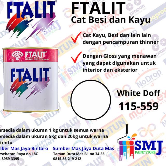 Jual Cat Besi dan Kayu Minyak FTALIT Putih / White Doff 559 - 1 kg ...