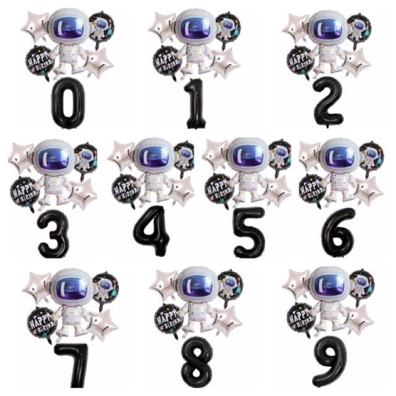 Jual Paket Set balon angka astronot angka jumbo 6pcs | Shopee Indonesia