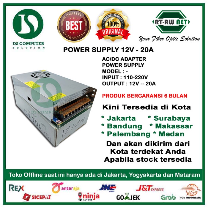 Jual POWER SUPPLY 12V 20A (PSU 12V-20A) + FAN GARANSI 6 BULAN ORIGINAL ...