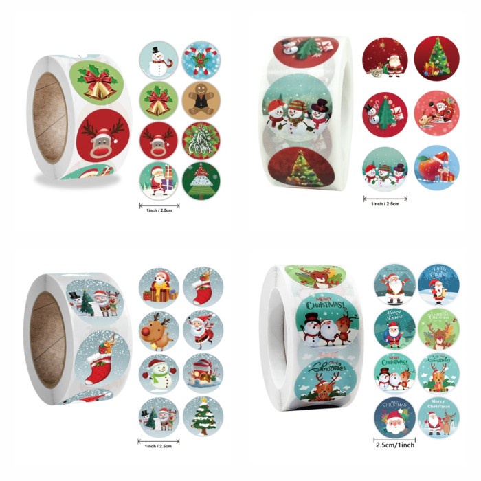 Jual Sticker Natal Bundar Stiker Label Merry Christmas diameter 2,5 cm ...