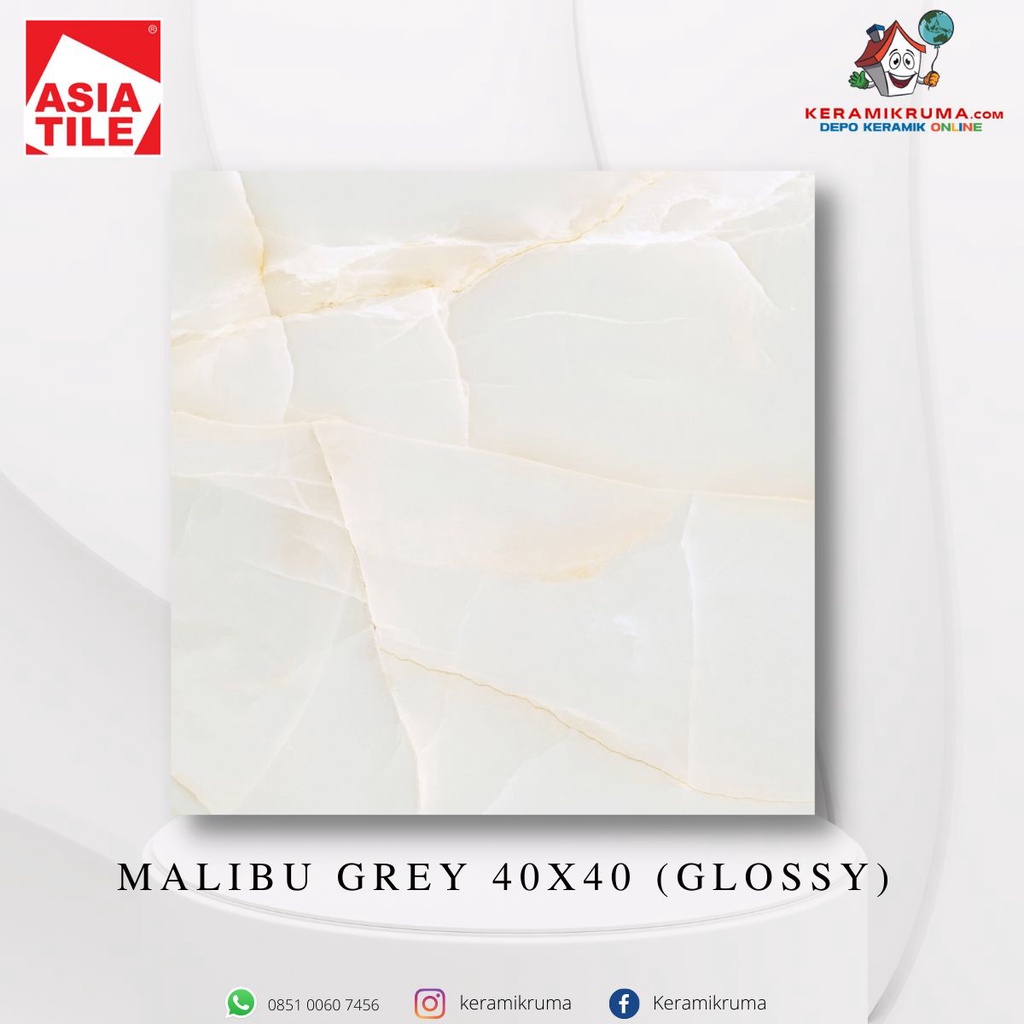 Jual Keramik Lantai Asia Tile 40x40 Malibu Grey Glossy Flat Kilap | Shopee Indonesia