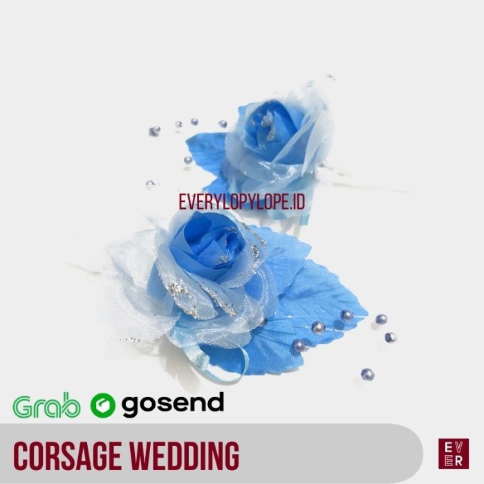 Jual Pin Corsage Jas Korsase Panitia Bunga Dada Warna Biru Muda ...