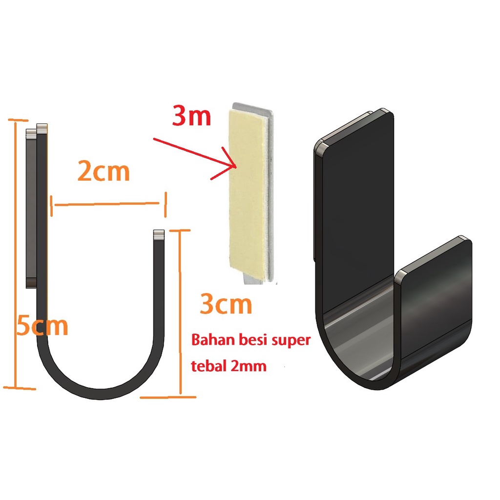 Jual pengait besi serbaguna tempel dinding double tape | Shopee Indonesia