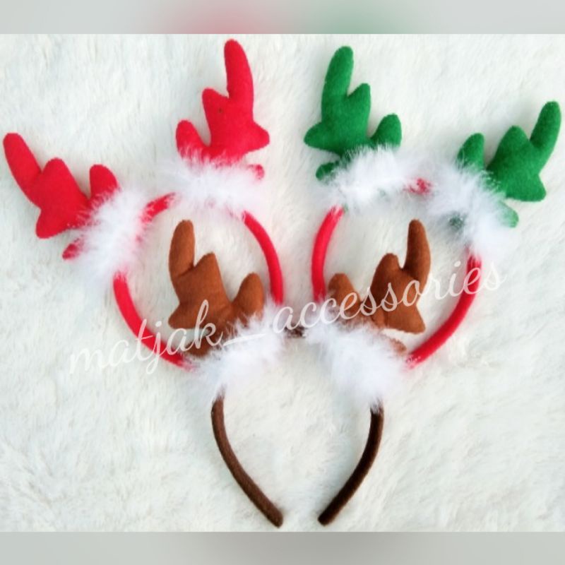 Jual Bando Natal Dewasa Desain Tanduk Rusa Bulu Bando Rusa Raindeer ...