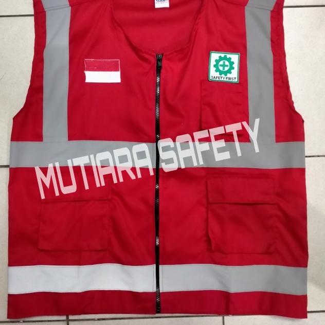 Jual Rompi drill rompi safety rompi proyek+logo k3+logo bendera - Merah ...