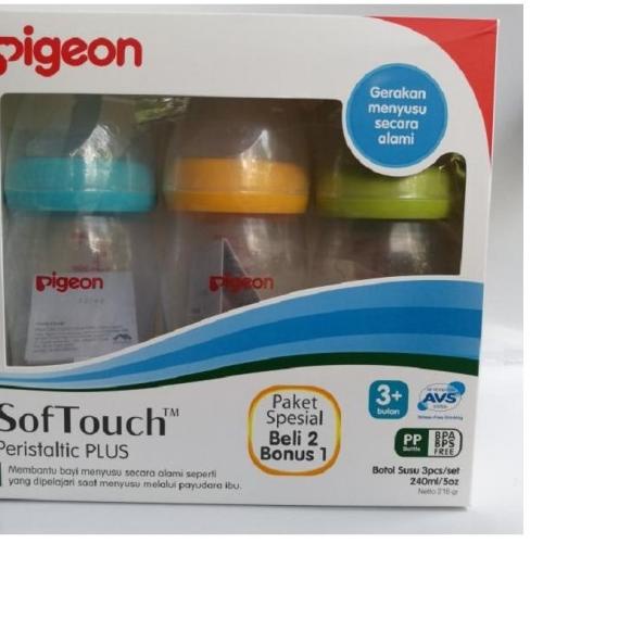 Jual PIGEON BOTOL SUSU SOFTOUCH WIDE NECK 240 ml isi 3 pcs WIDENECK | Shopee Indonesia