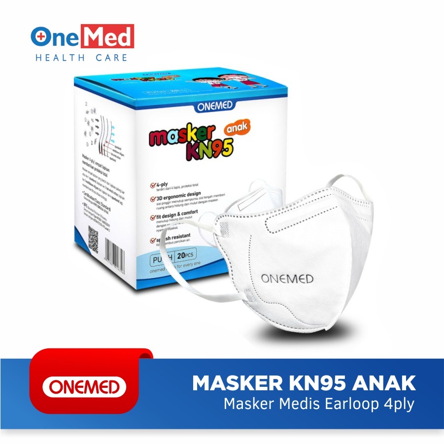Jual ONEMED Masker Karet Medis KN95 Anak 4ply Box isi 20pcs - Putih OOF ...