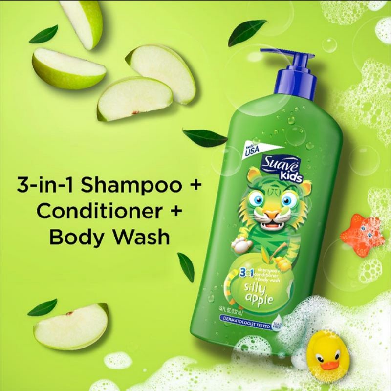 Jual SUAVE KIDS 3 in 1 Shampoo Conditioner Body Wash Silly Apple 532ml ...
