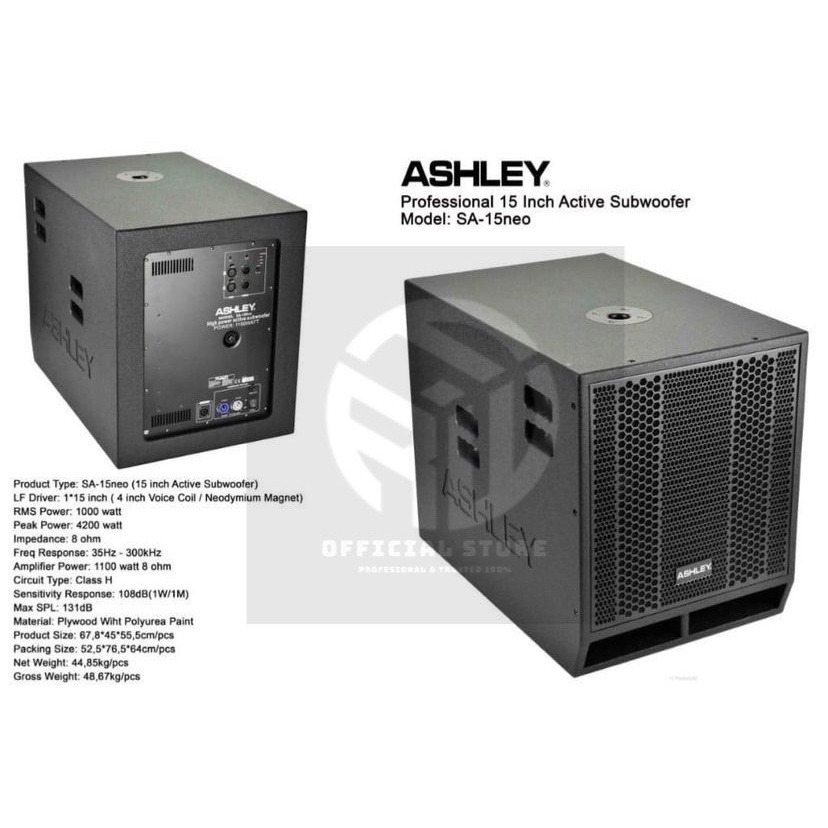 Jual Subwoofer Aktif Ashley SA 15Neo / SA 15 Neo / SA15Neo Original 15 ...