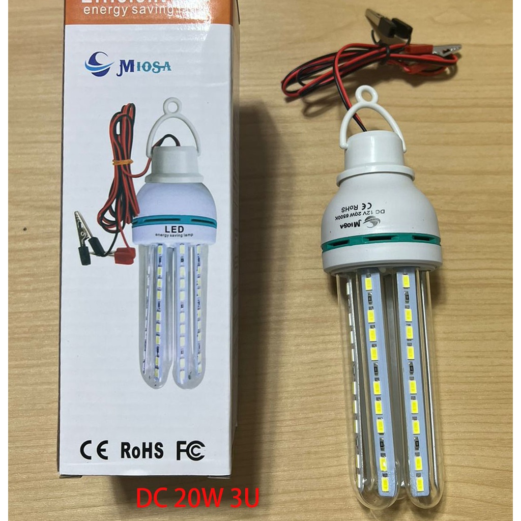 Jual Lampu LED DC plc 3u 7watt 9watt 12watt Aki Solar Cell Panel Surya DC 12V Kabel Capit Bohlam ...