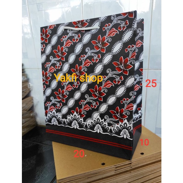 Jual paper bag R6 motif batik cantik ukuran 20x25 tali putih | Shopee ...