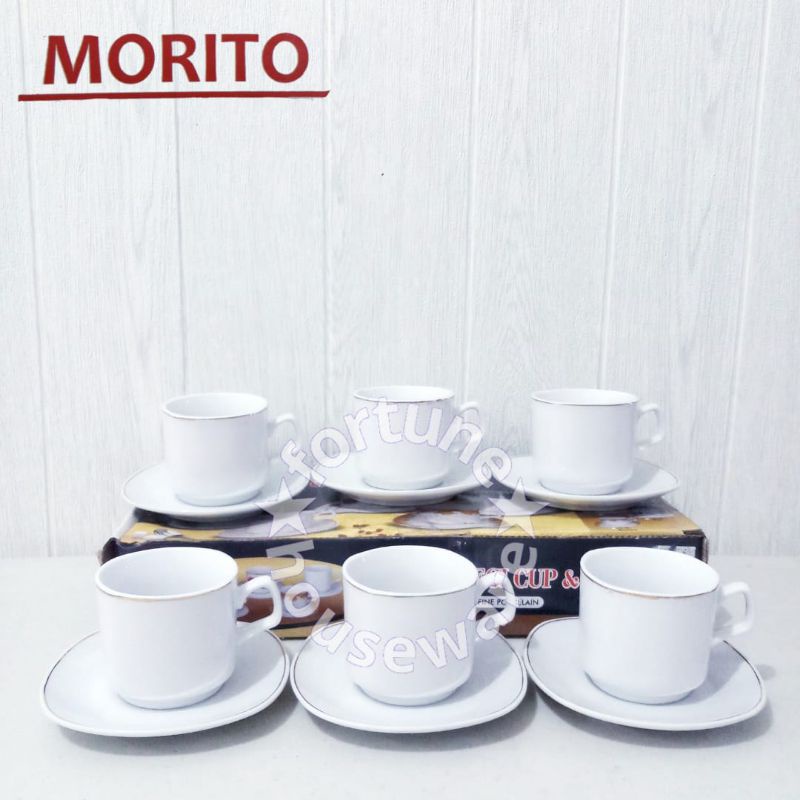 Jual MORITO Cangkir Set Lismas / Cangkir Dengan Piring Tatakan 12PCS ...