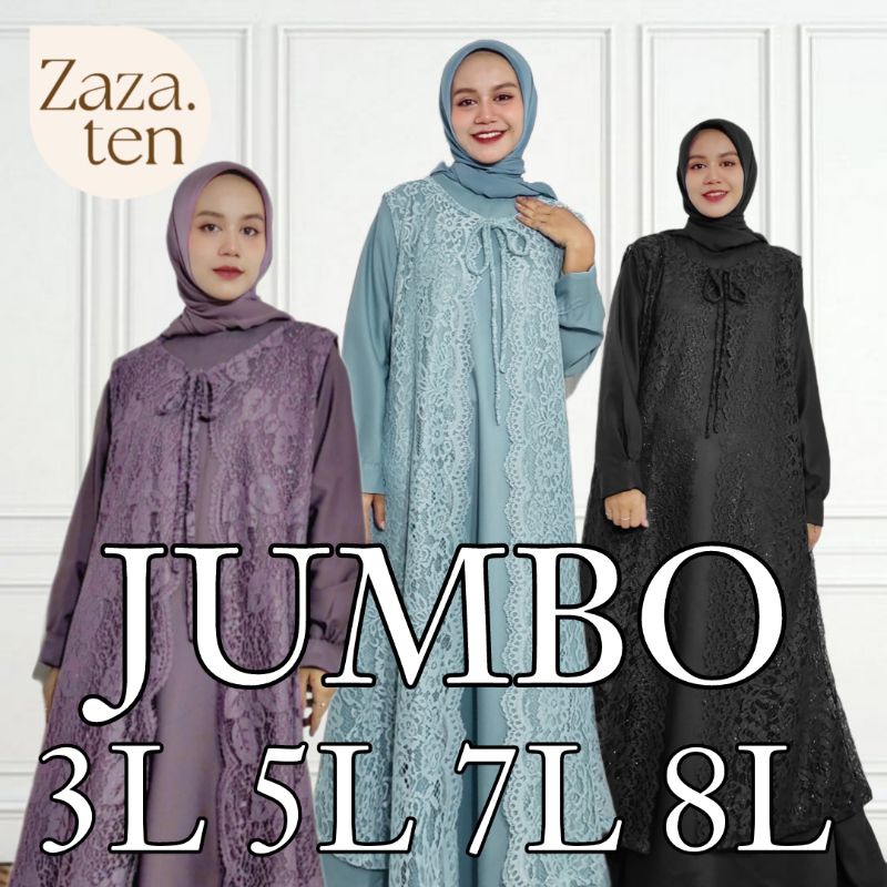 Jual Gamis Brukat JUMBO Set 2 In 1 Inner + Outer Mix Katun Toyobo Polos ...