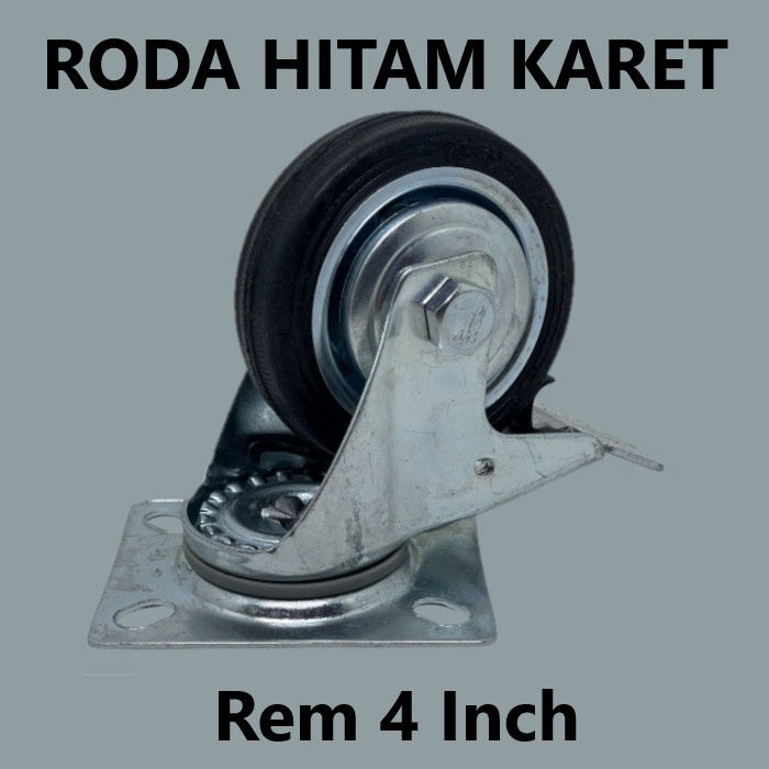 Jual RODA HITAM KARET 4" REM / RODA TROLEY TROLI KASTOR SERBA GUNA 4 ...