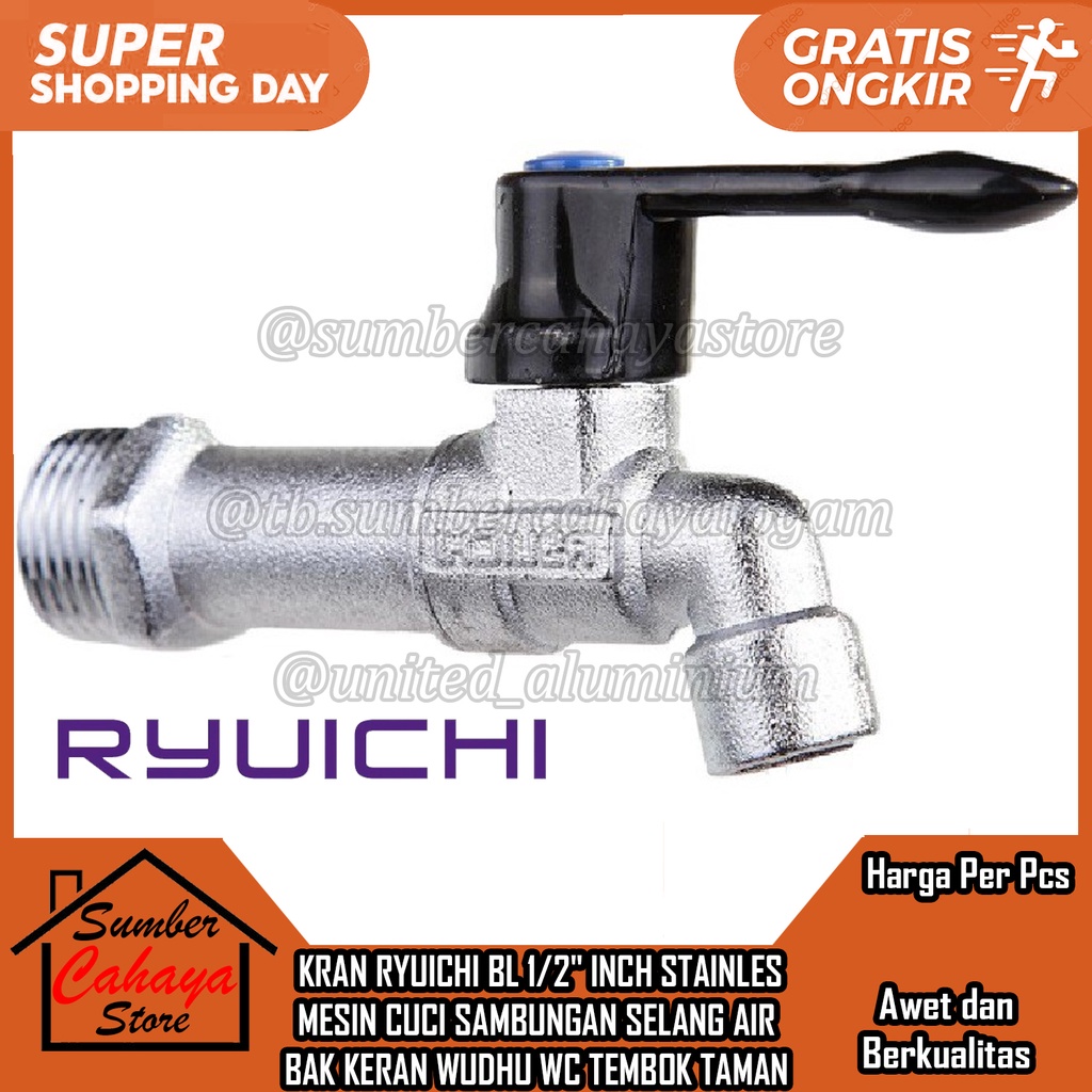 Jual Bibcock Zinc BSPT Atap Kran BL d. 1/2" In Inci Inchi Inch RYUICHI ...