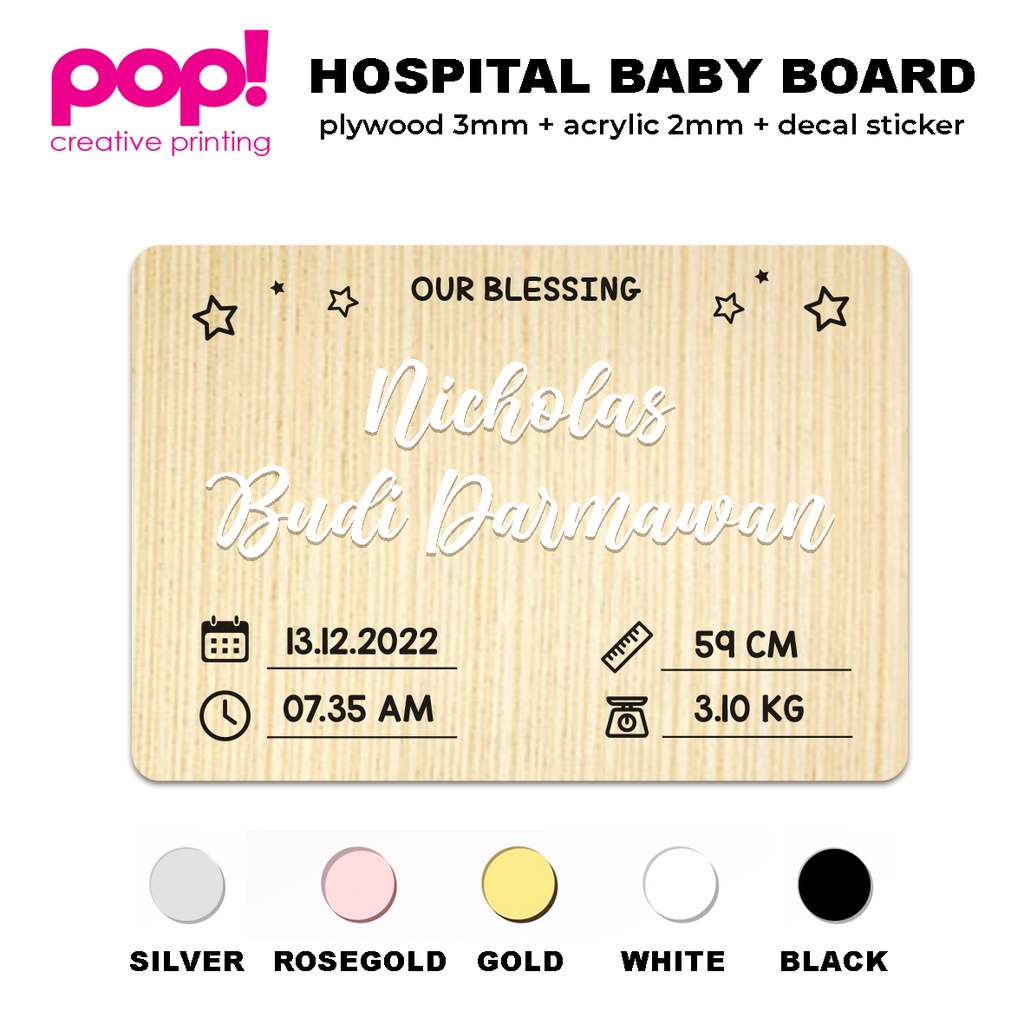 Jual Baby Board Papan Nama Biodata Bayi Hospital Board Kado Kelahiran ...