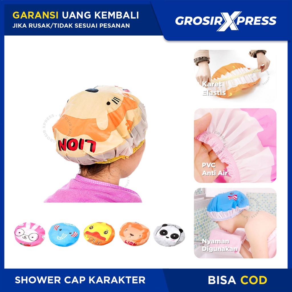 Jual Shower Cap Penutup Kepala mandi Plastik Tutup Pelindung rambut ...