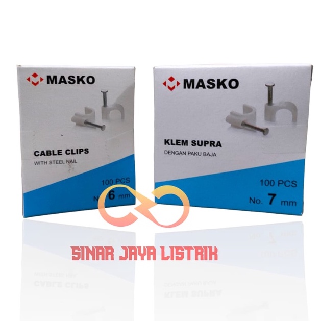 Jual MASKO Klem Supra Box 6mm 7mm Klem Kabel Paku Beton Baja KOTAK isi ...