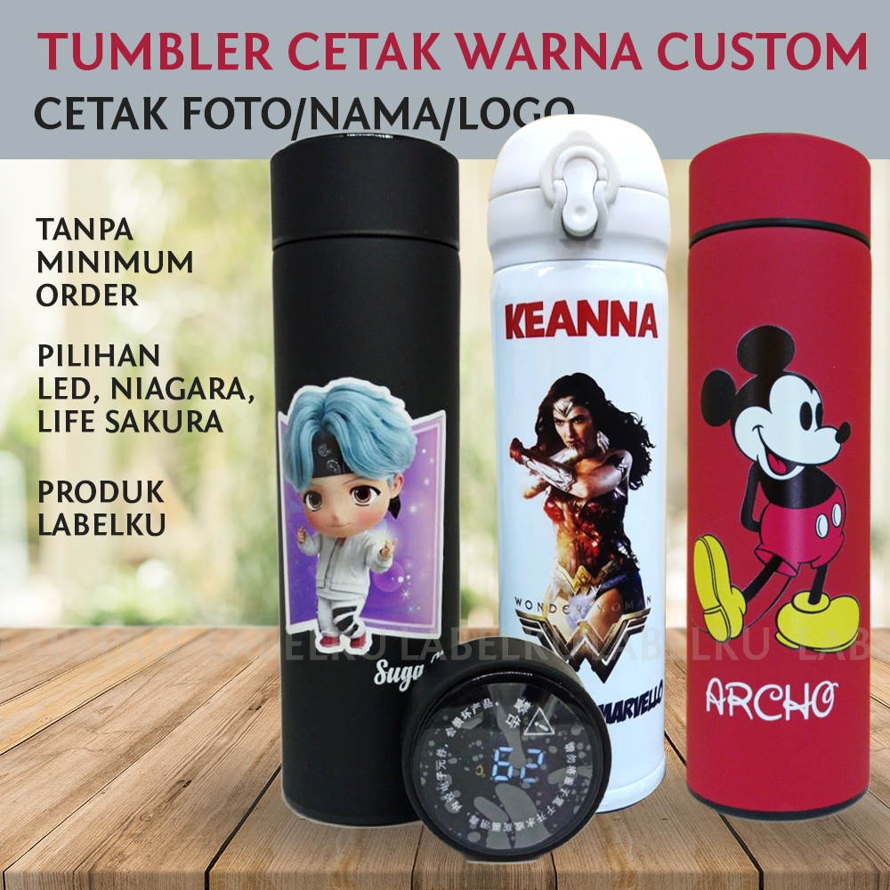 Jual Termos Tumbler Custom Cetak UV Warna untuk Foto Logo Nama | Shopee Indonesia